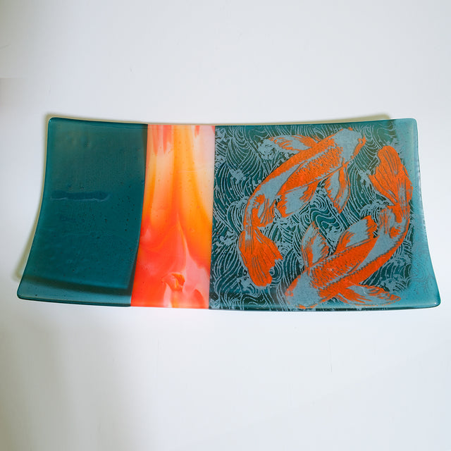 Koi 15" Long Fused Glass Serving Platter – Kiku Handmade